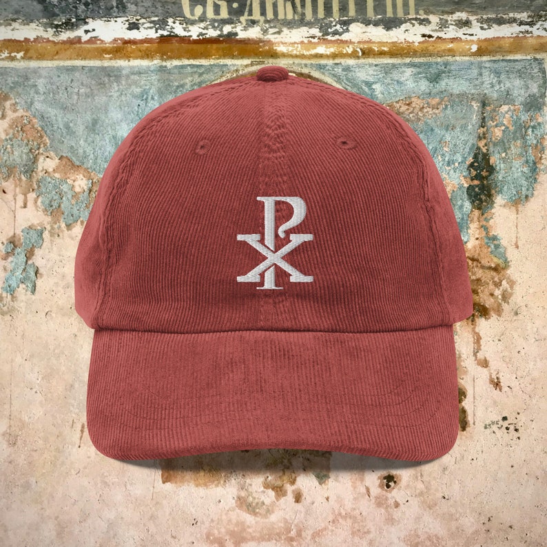 Chi Rho Embroidered Corduroy Cap - Catholic Gift - Etsy