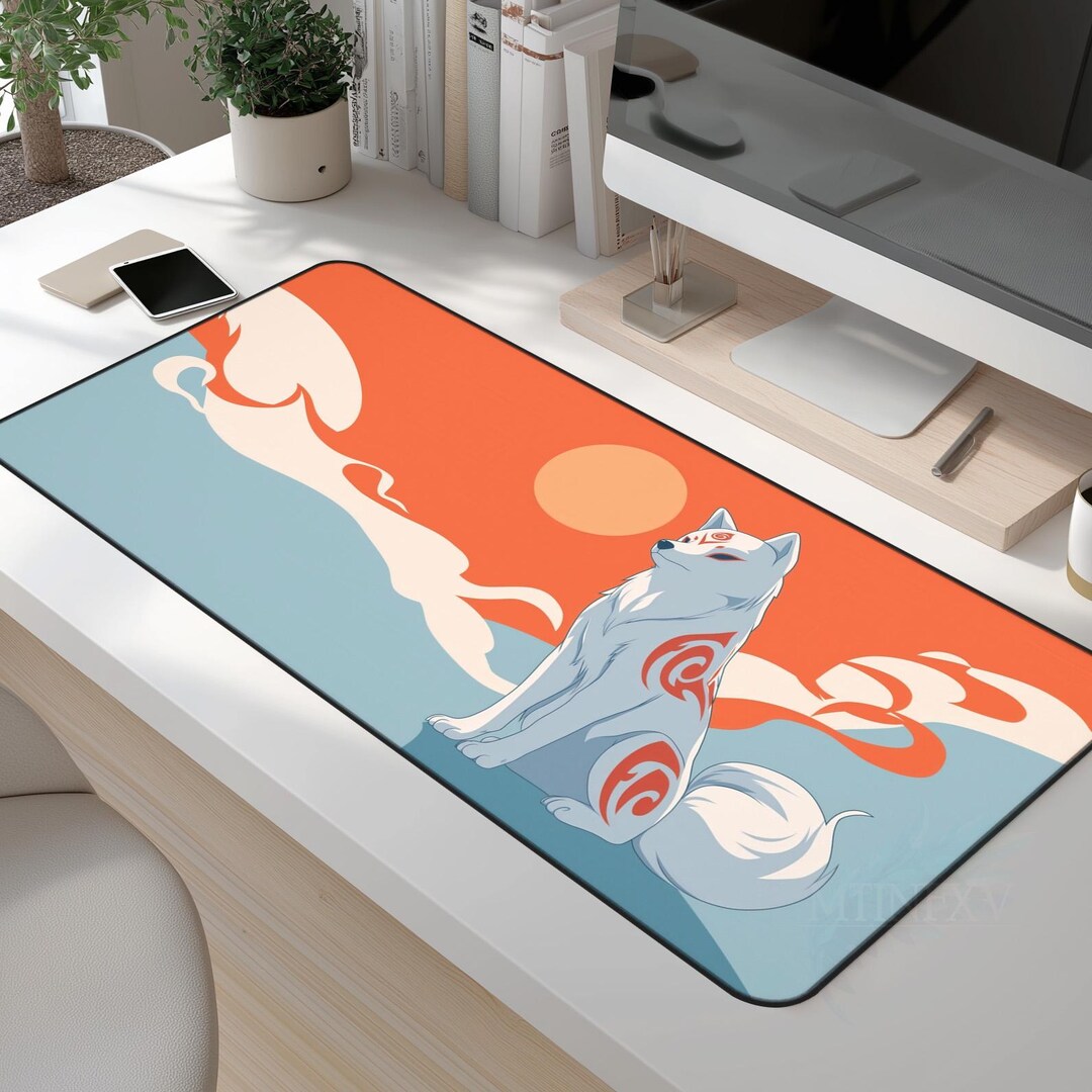 Japanese Fox God Desk Mat, Anime Kawaii Home Office Decor - Etsy