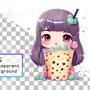 100 Kawaii Boba Tea Clipart, Bubble Tea Clipart, Kawaii Tea PNG, Cute ...