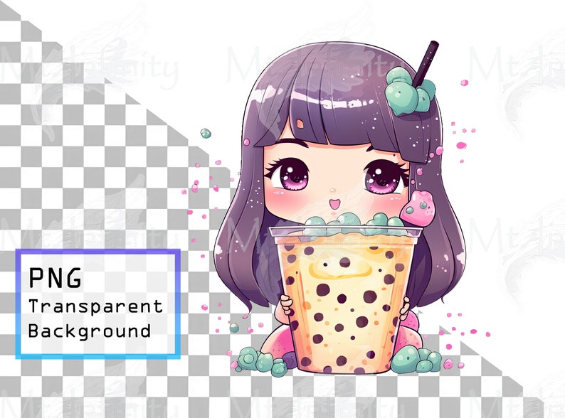30 Kawaii Boba Tea Girl Clipart: PNG Graphics (digital Download) - Etsy UK