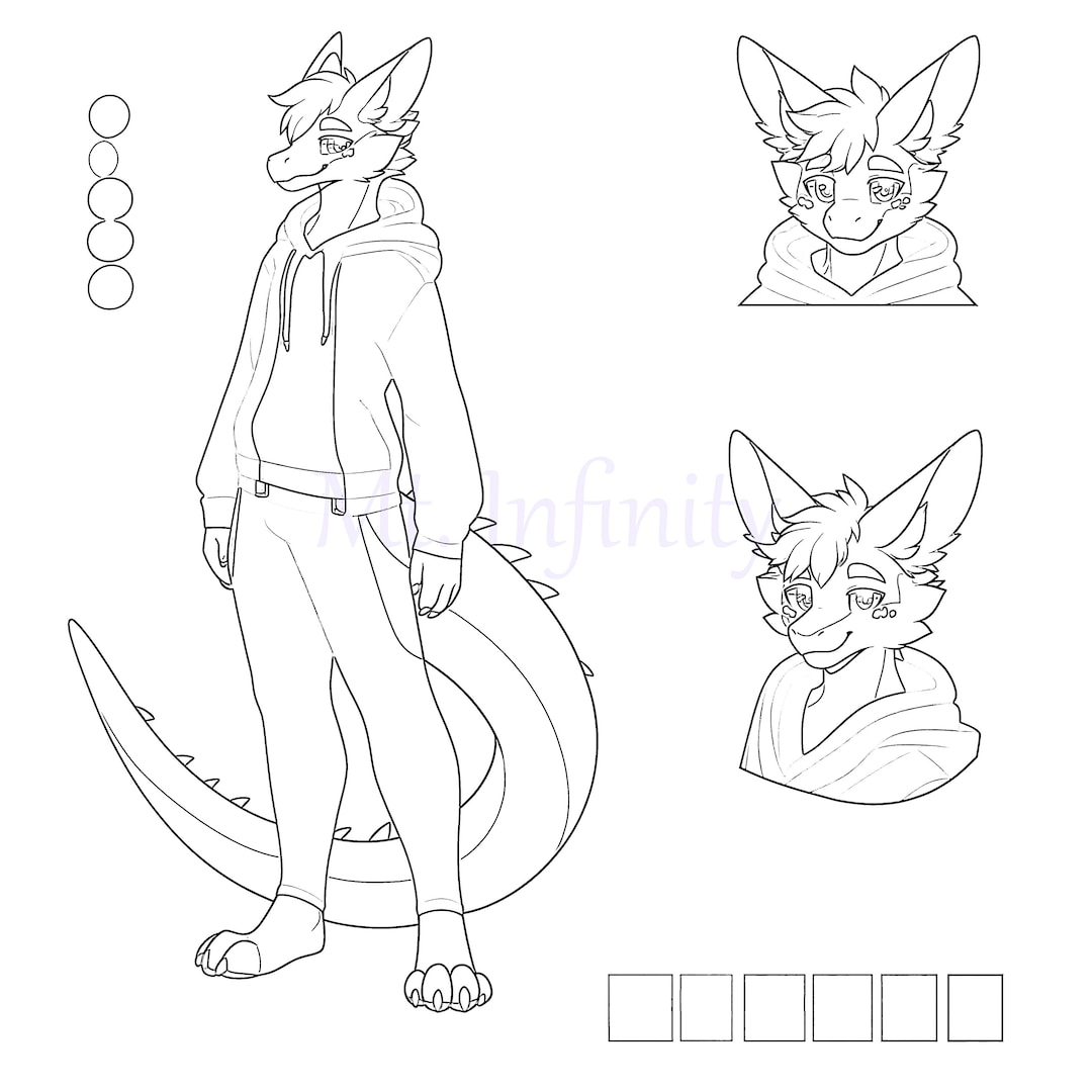 Furry Base Reference Sheet: Instant Download, OC Reference Sheet, Transparent Background, PNG ...