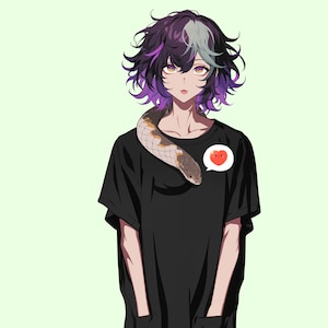 Premade Vtuber Model: Snake Punk Boy, Rigged Live2d Male Vtuber, OBS ...