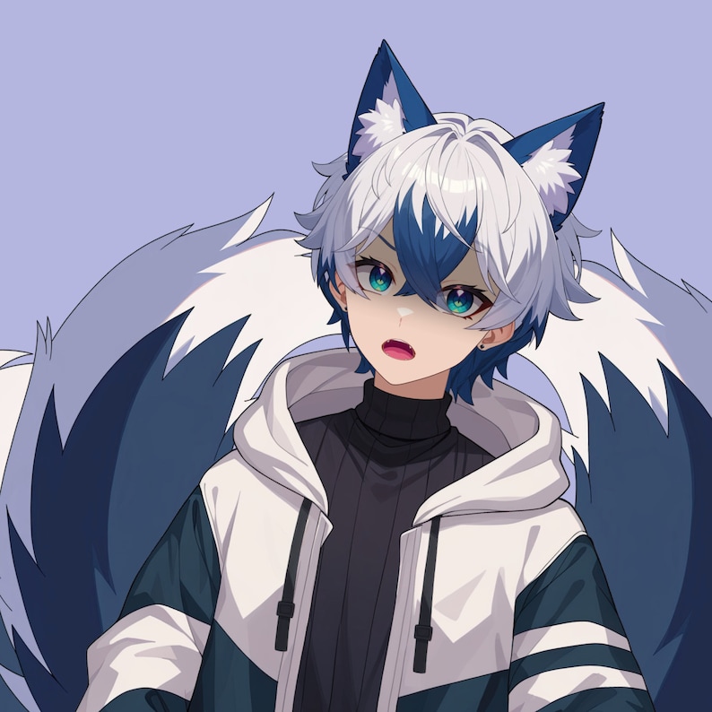 Premade Vtuber: Midnight Kitsune Boy, Live2d Male Vtuber, Rigged Vtuber ...