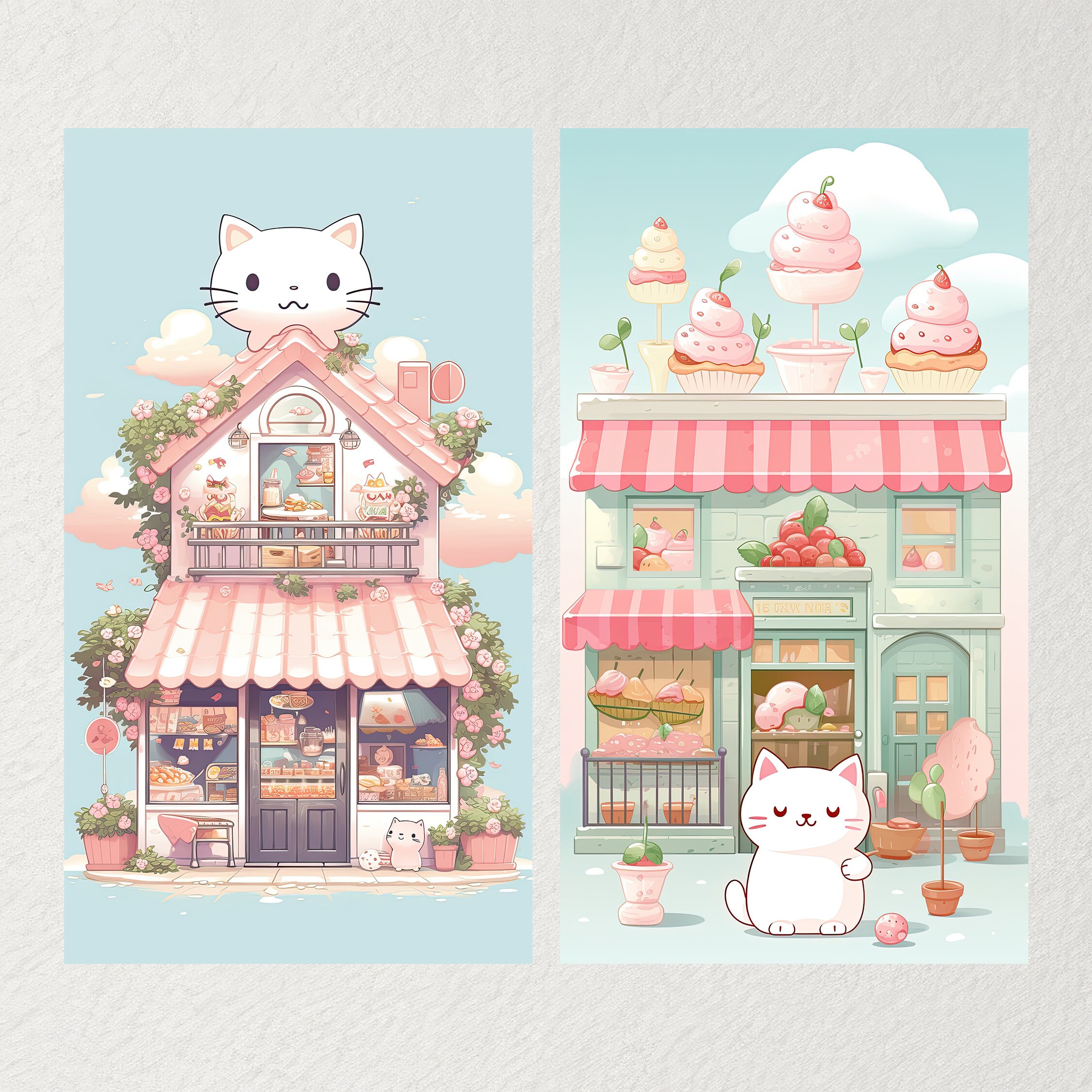 20 Kawaii Pastel Bakery Printable Background Mobile and - Etsy