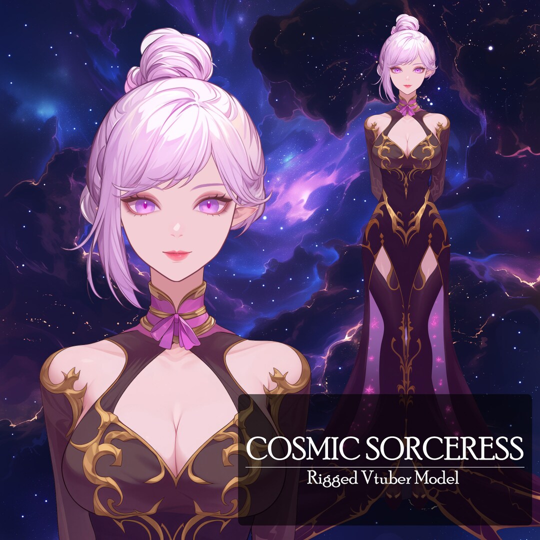 Rigged Vtuber Model: Cosmic Sorceress, Premade Live2d Female Vtuber Model, Vtube Studio Ready ...