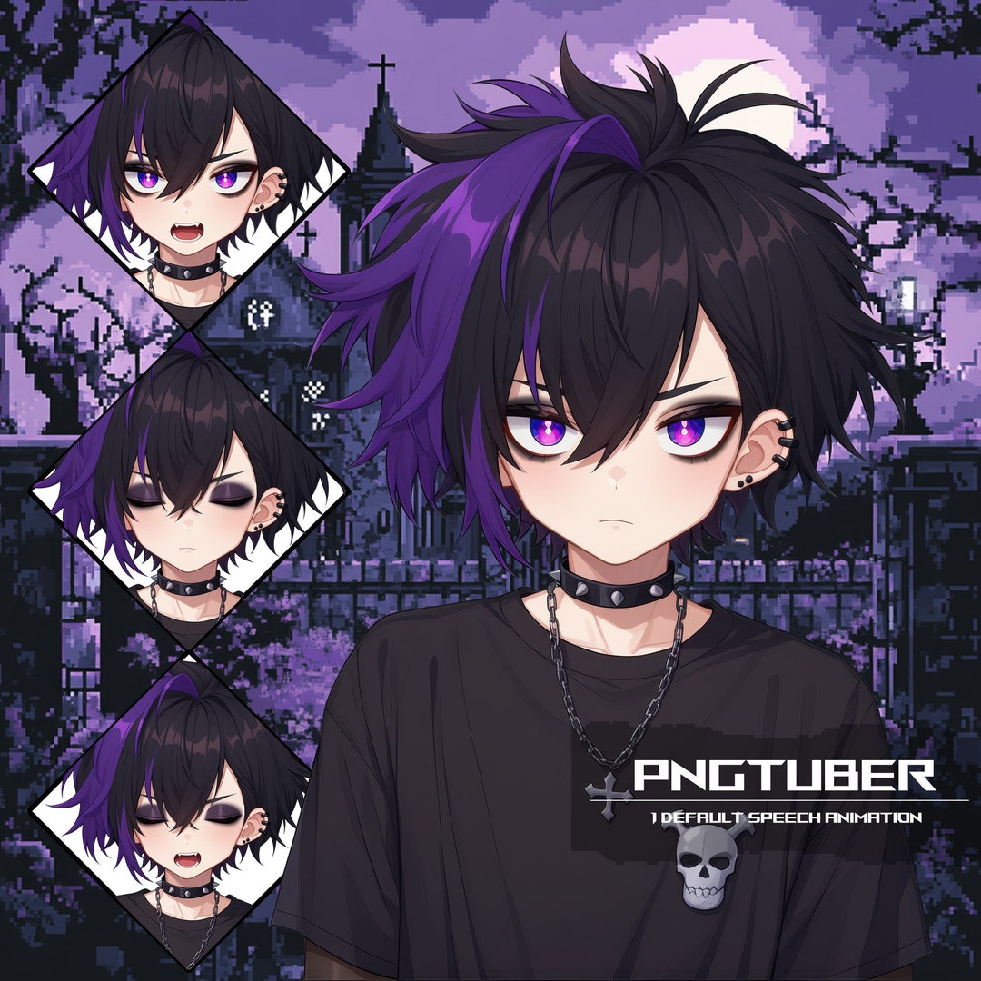 Pngtuber: Goth Punk Boy, Giftuber, Veadotube, Discord, Live2d Vtuber ...
