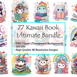 Cute Book Clipart Bundle, Colorful Book Clipart, Magic Book PNG, Occult ...