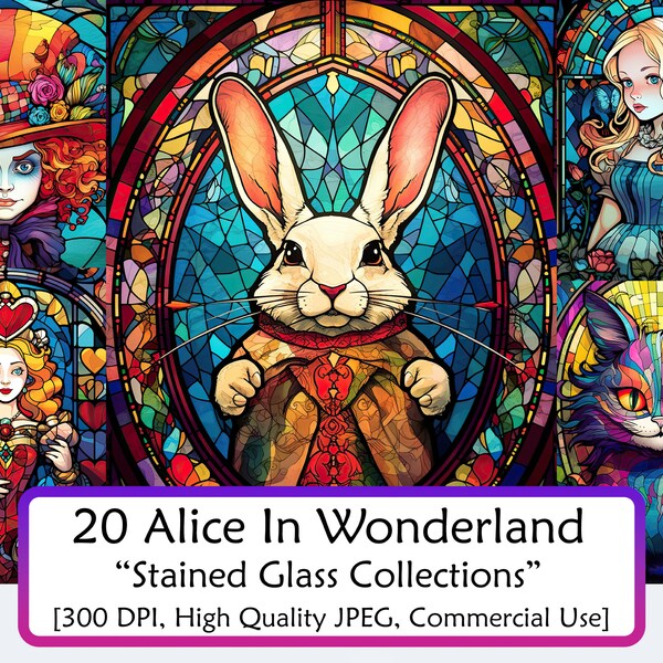 Stained Glass Alice in Wonderland - Etsy