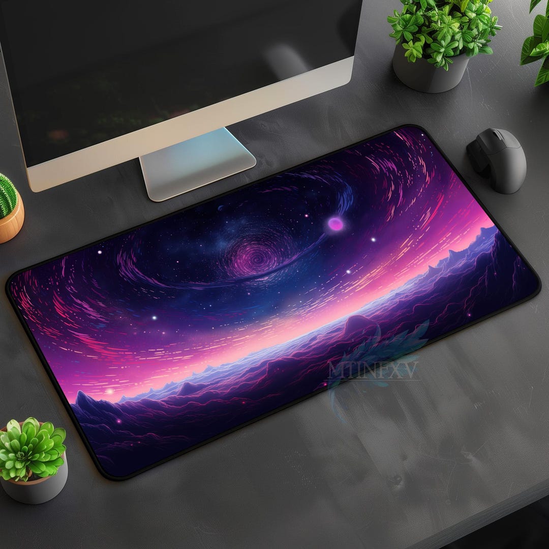 Purple Space Horizon Desk Mat, Sci-fi Big Mouse Pad, Home Office Gaming ...