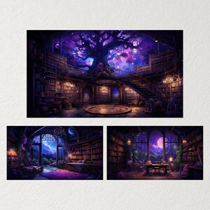 30 Purple Magic Library Wallpaper Bundle, Twitch Streaming Banner ...