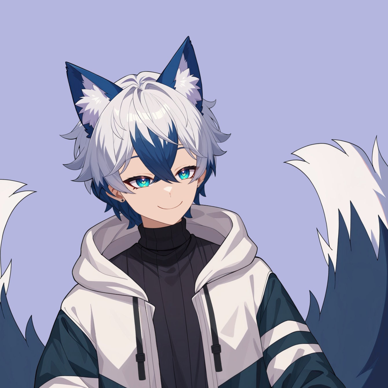 Premade Vtuber: Midnight Kitsune Boy, Live2d Male Vtuber, Rigged Vtuber ...