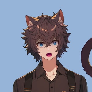 Fully Rigged Vtuber: Cat Boy Mocha, Cat Vtuber, Live2d Male Vtuber ...