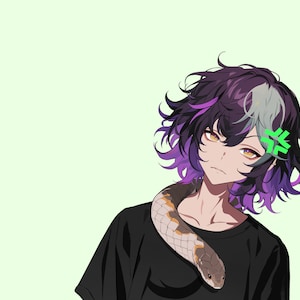 Premade Vtuber Model: Snake Punk Boy, Rigged Live2d Male Vtuber, OBS ...