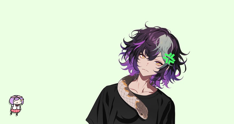 Premade Vtuber Model: Snake Punk Boy, Rigged Live2d Male Vtuber, OBS ...