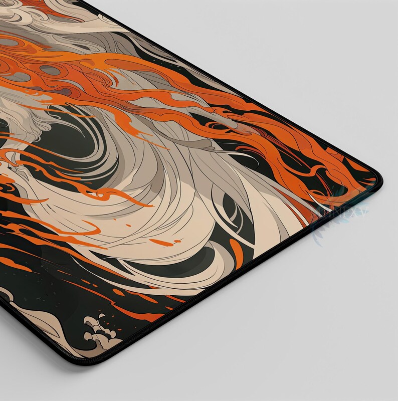 Kitsune Desk Mat, Japanese Fox Spirit, Ukiyo-e Art, XL Gaming Mouse Pad ...