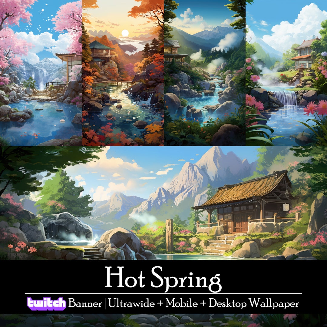30 Studio Ghibli Inspired Hot Spring Wallpaper Bundle, Twitch Streaming ...