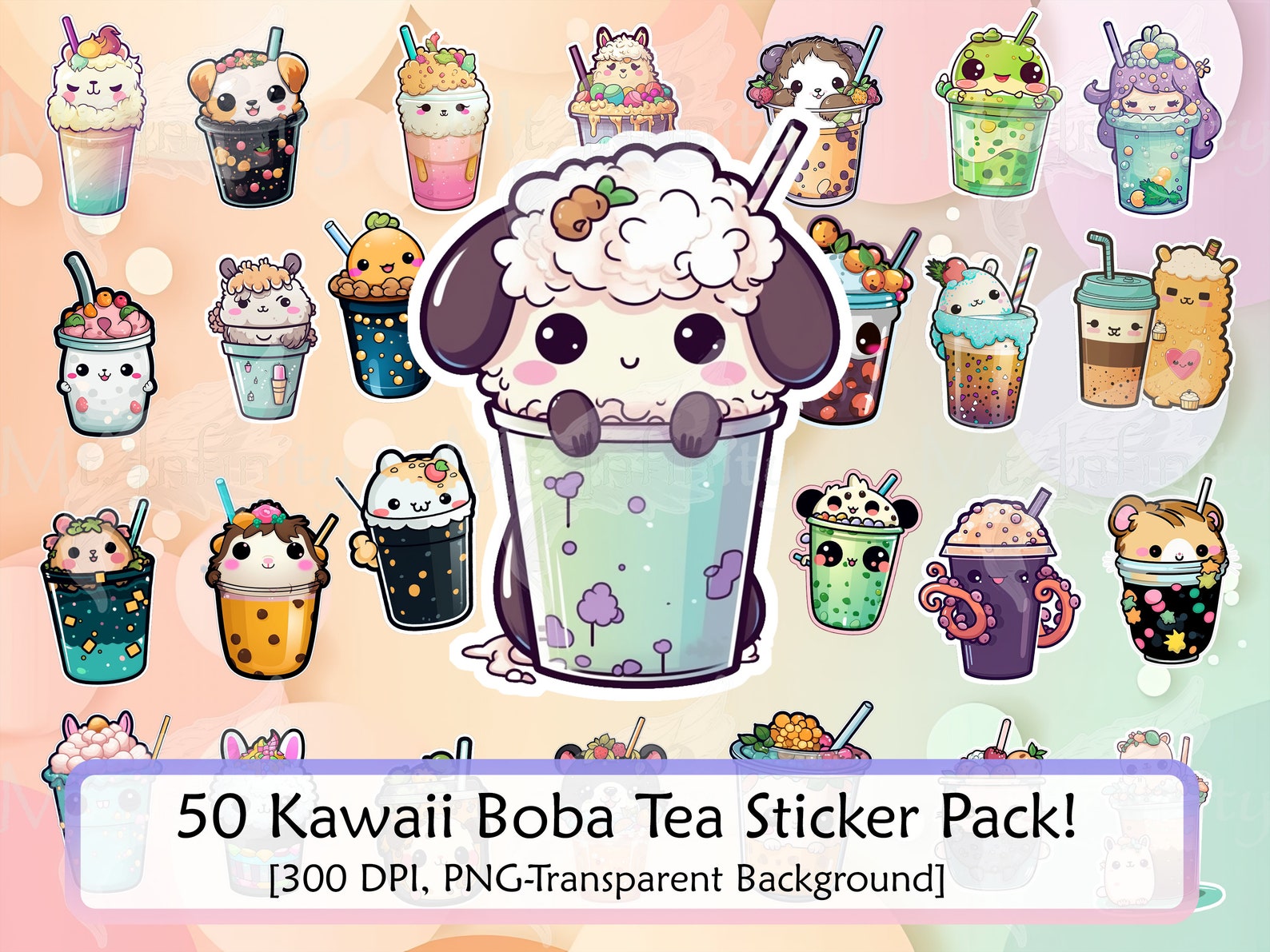 Boba Kawaii Tea Sticker Bubble Cute Tea Kawaii Sticker - Etsy