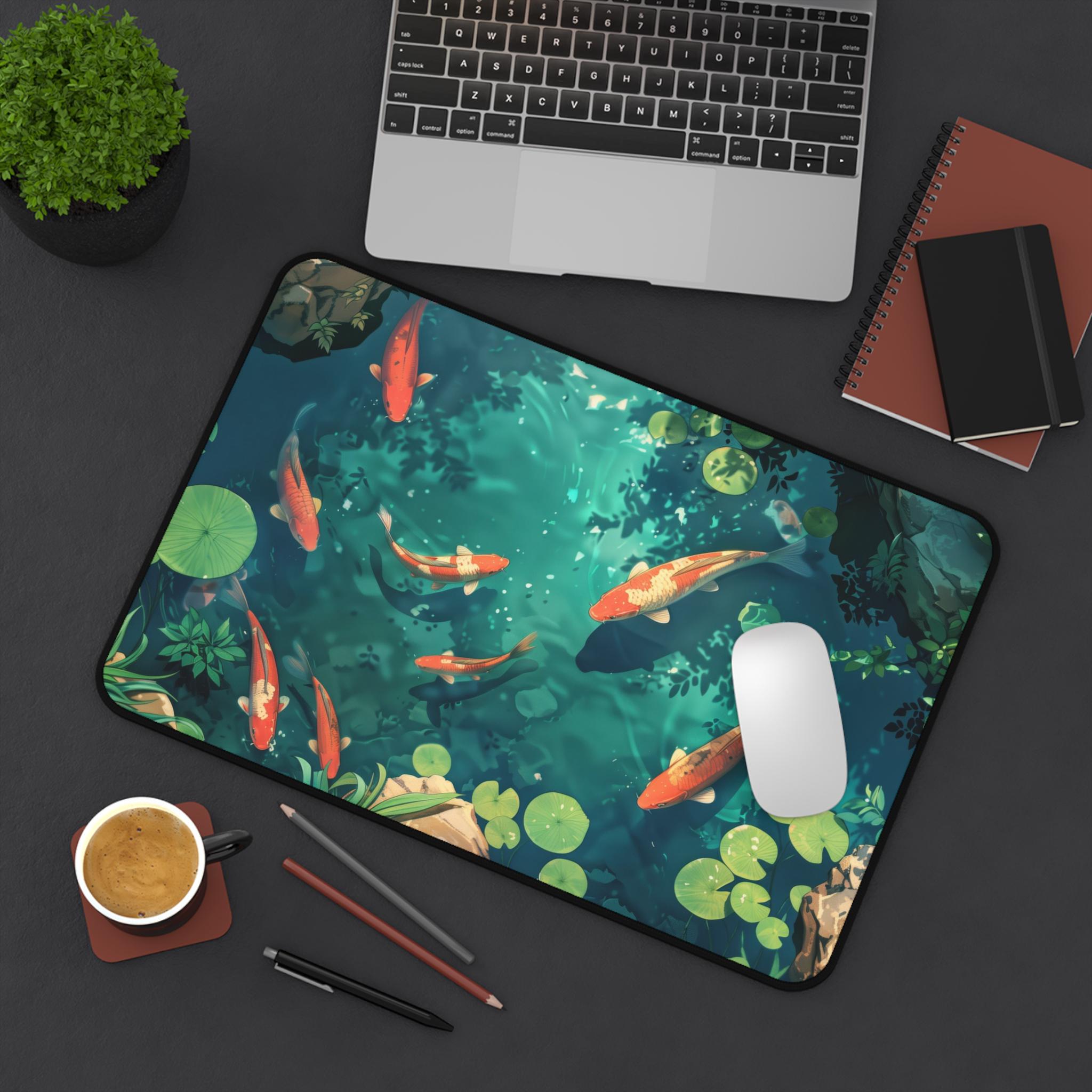 Japanese Koi Fish Pond XL Desk Mat,studio Ghibli Inspired Anime Lofi ...