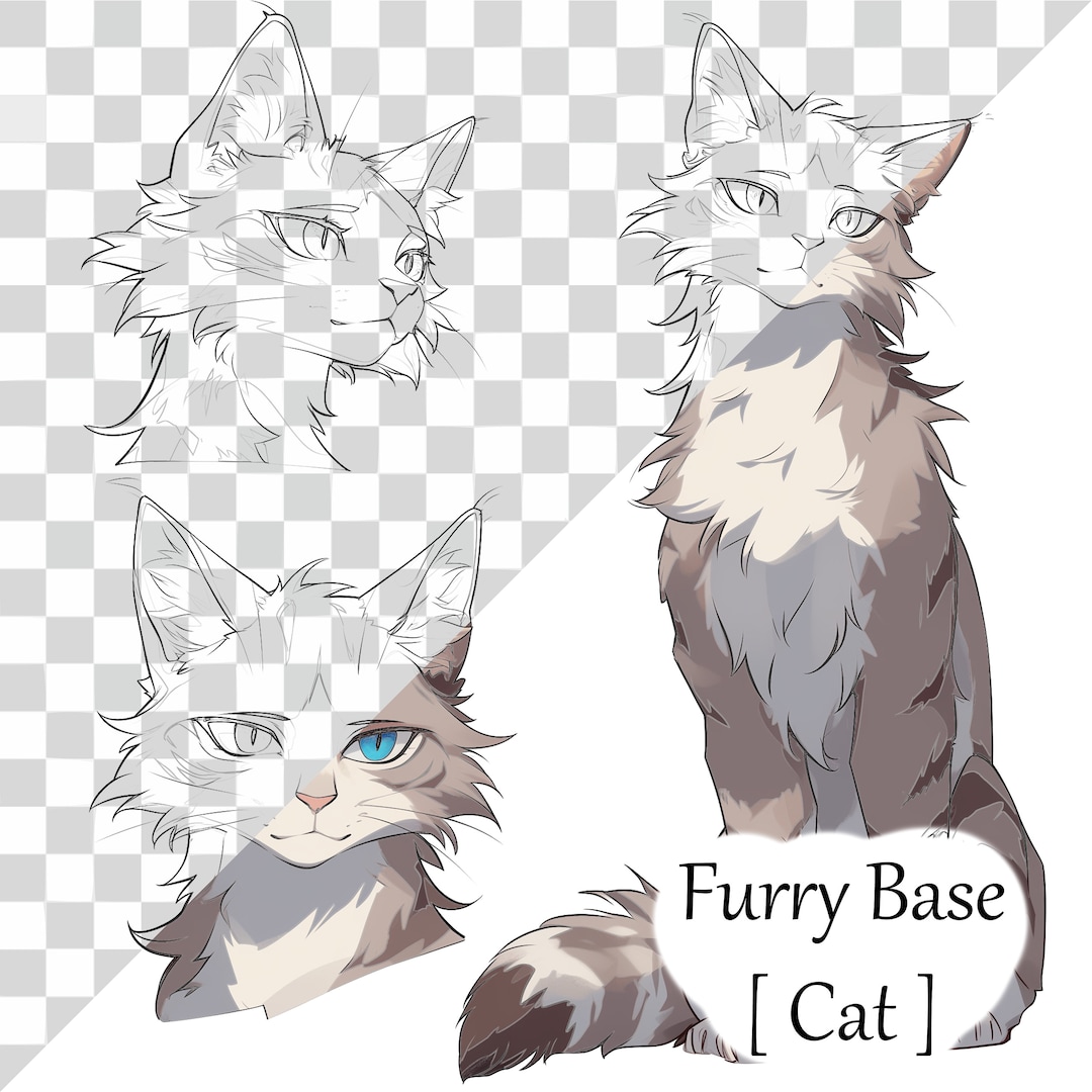 Furry Base Reference Sheet: Instant Download, OC Reference Sheet, Transparent Background, PNG ...