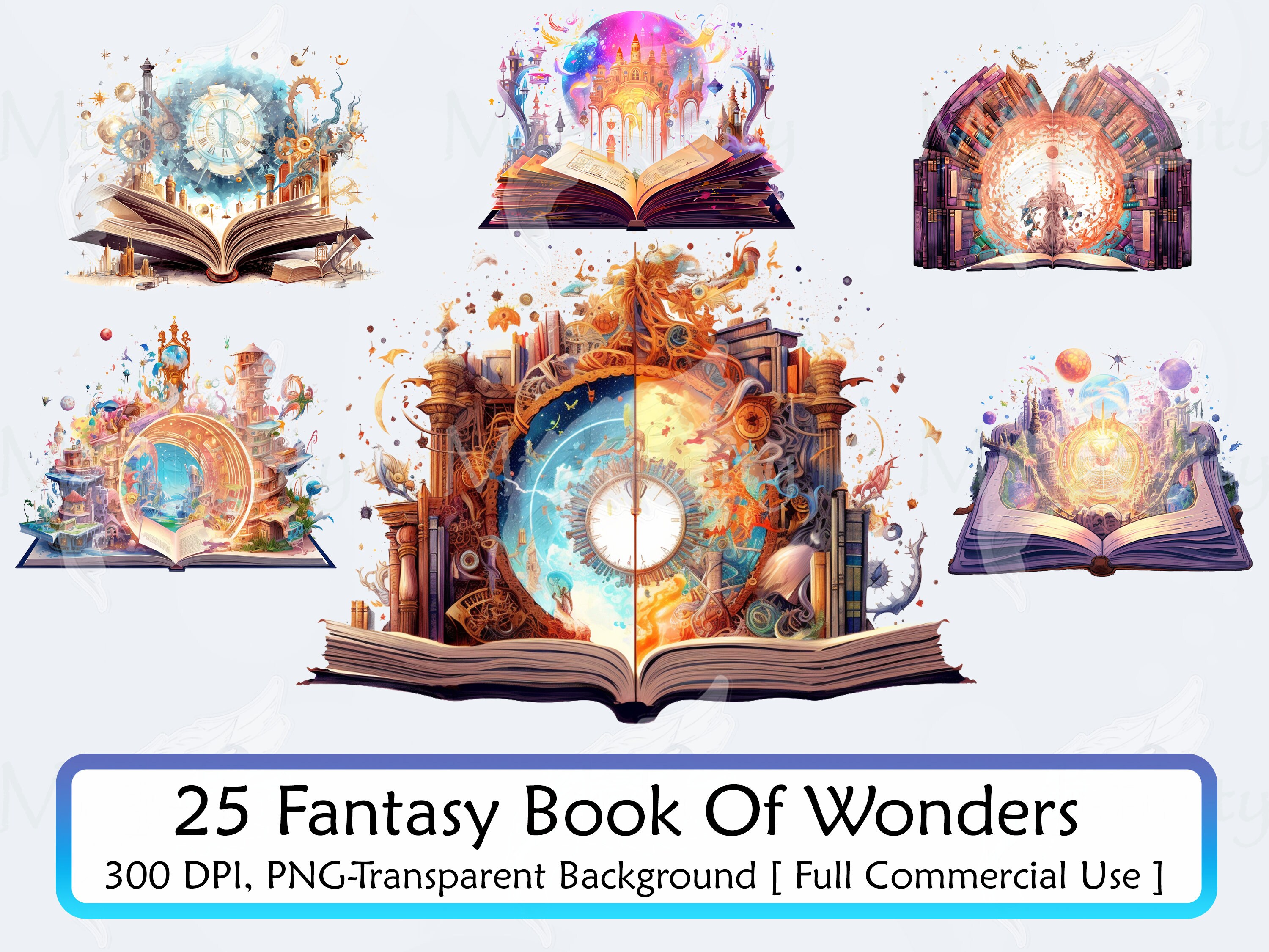 25 Watercolor Fantasy Book Clipart Bundle Magical Book Open - Etsy