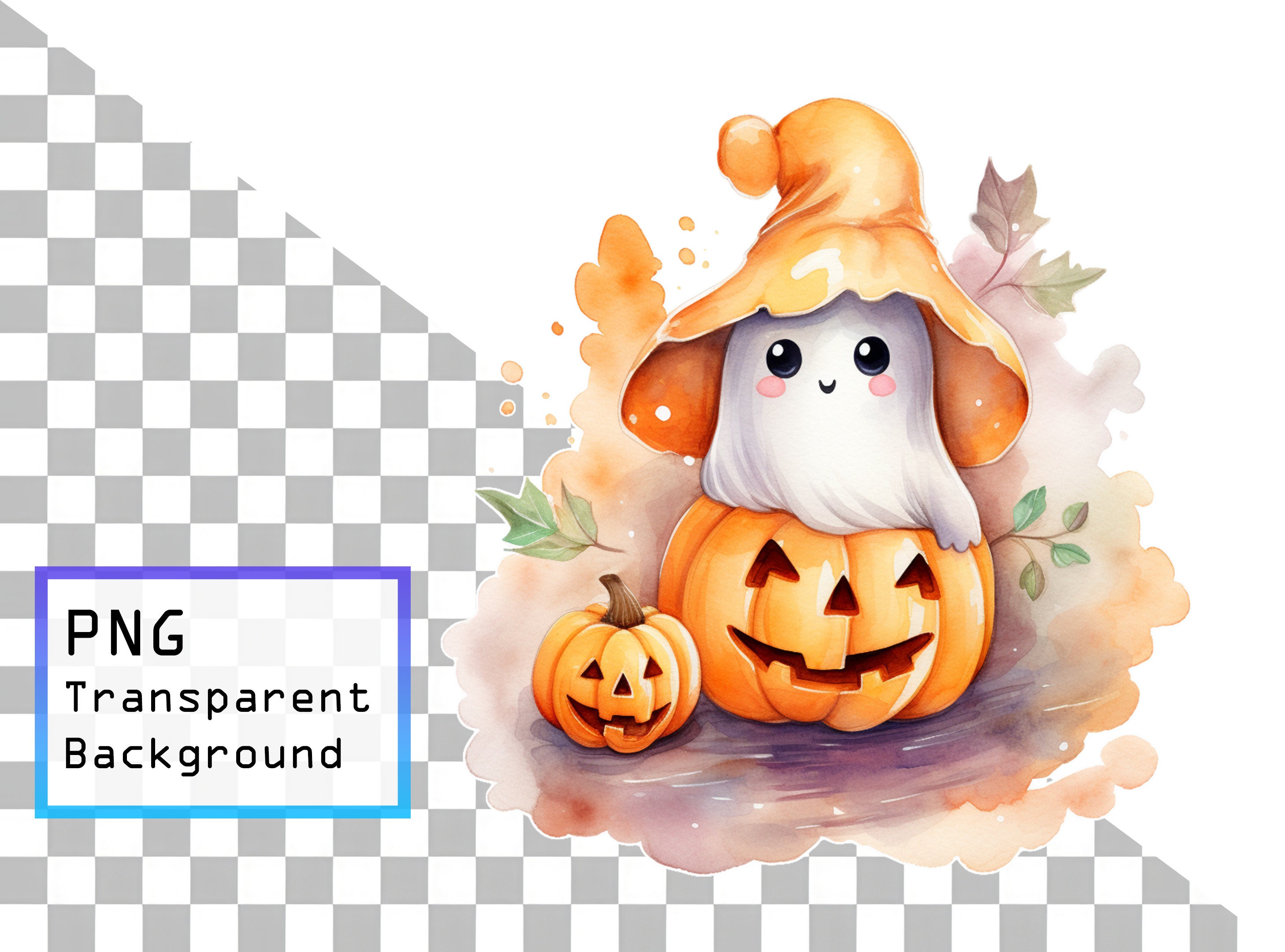 30 Kawaii Ghost and Pumpkin Clipart Bundle Cute Watercolor - Etsy