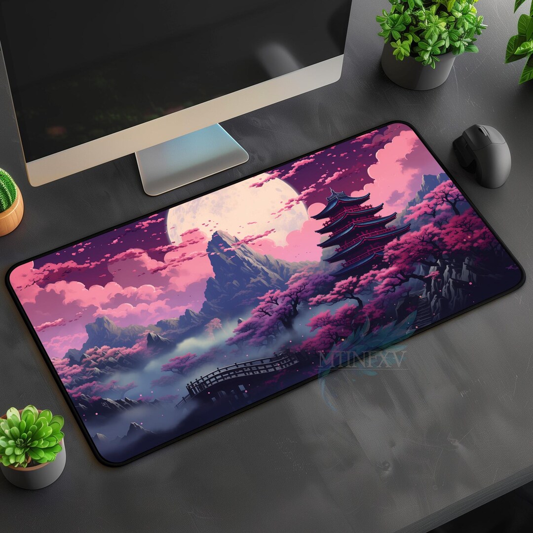 Mystical Hidden Valley Desk Mat - Japanese Gaming Mouse Pad, Samurai Edo Decor, Home Office Gift ...