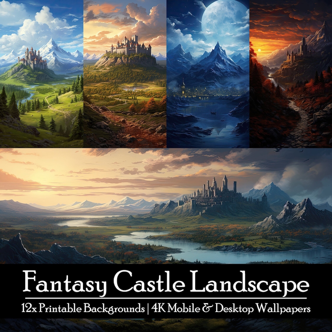 12 DND Castle Landscape Printable Mobile & Desktop Wallpaper Bundle ...