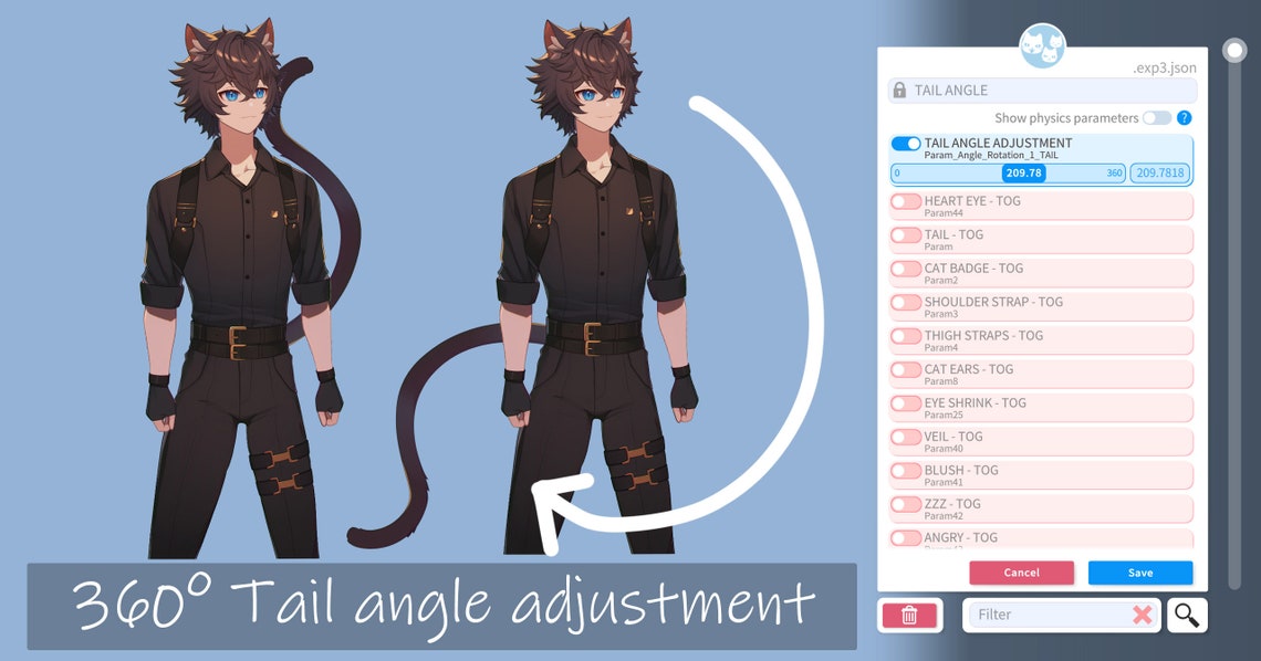 Fully Rigged Vtuber: Cat Boy Mocha, Cat Vtuber, Live2d Male Vtuber ...
