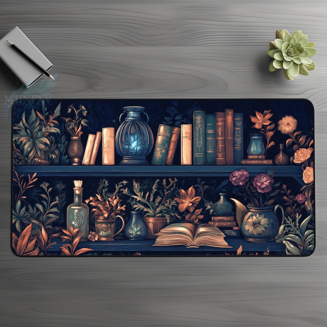 Gothic Bookshelf Cottagecore Desk Mat,dark Academia Gaming Mousepad ...