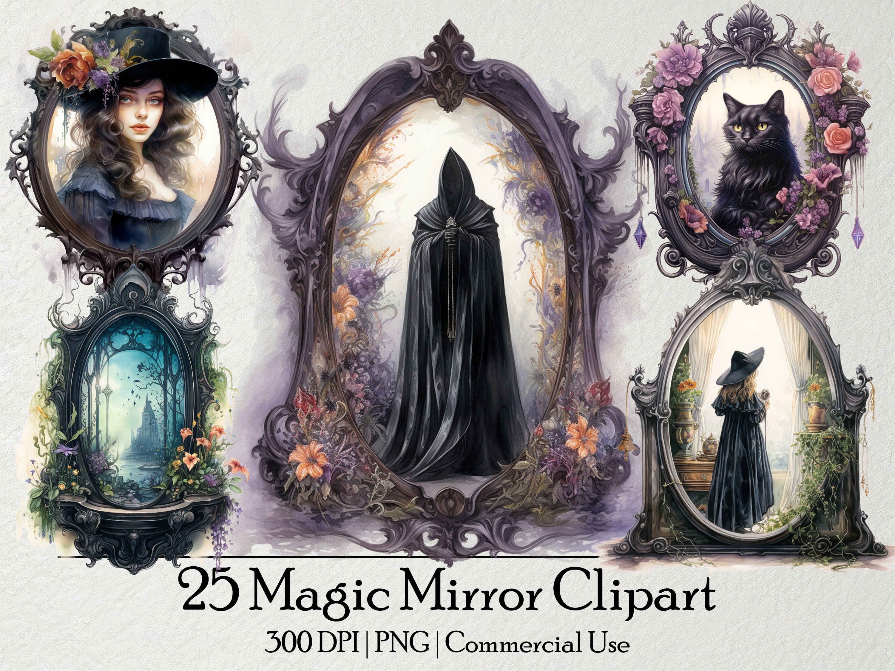 25 Magic Mirror Clipart Bundle Watercolor Wizard School PNG - Etsy