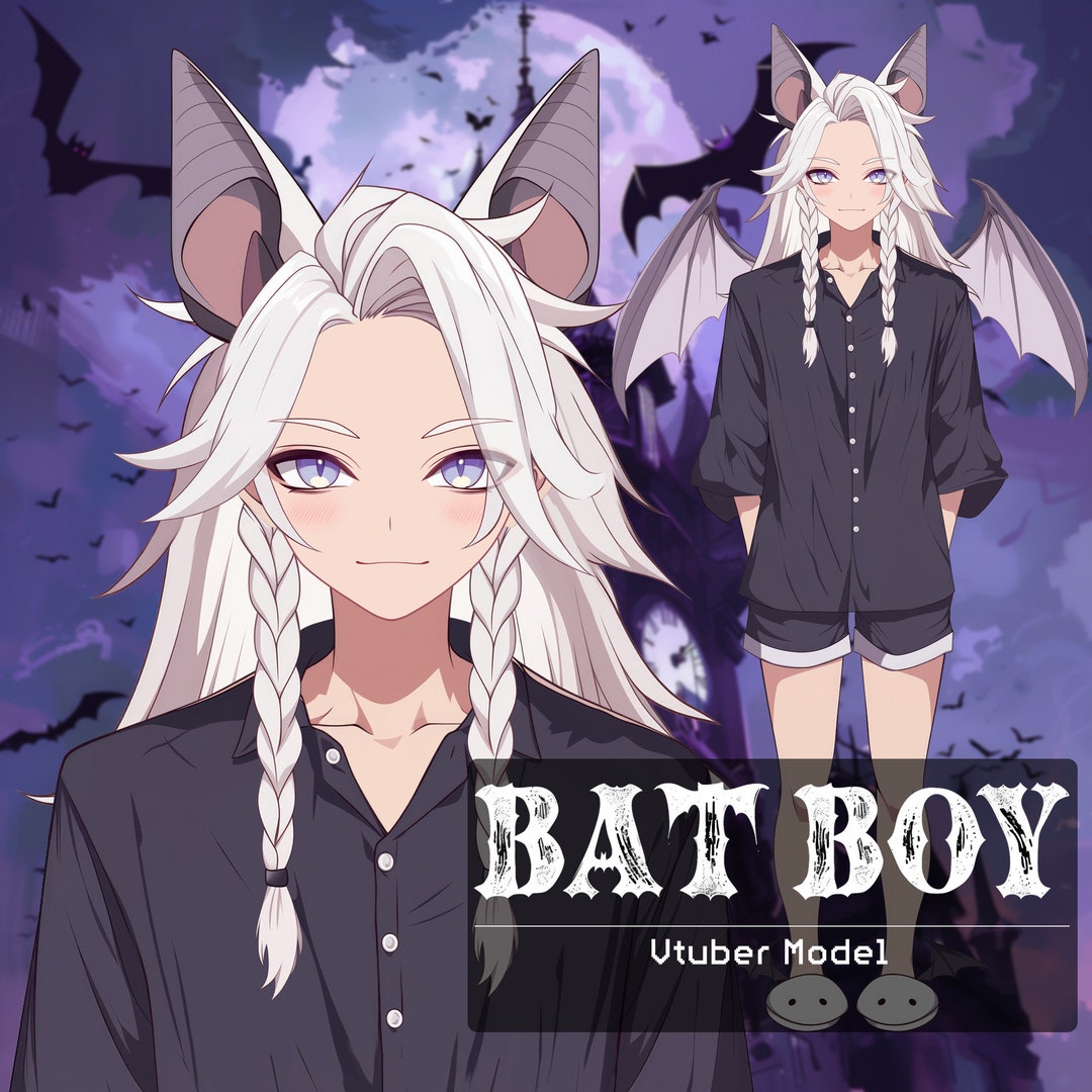 Premade Vtuber Model: Bat Boy, Rigged Vtuber, Demon Vtuber, Male Vtuber ...