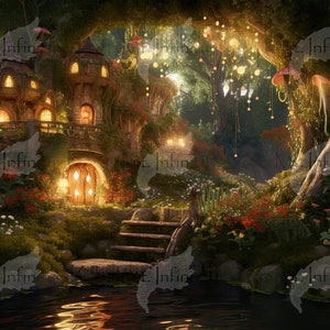 16 Enchanting Fairy Garden Digital Paper Background, Instant Download ...