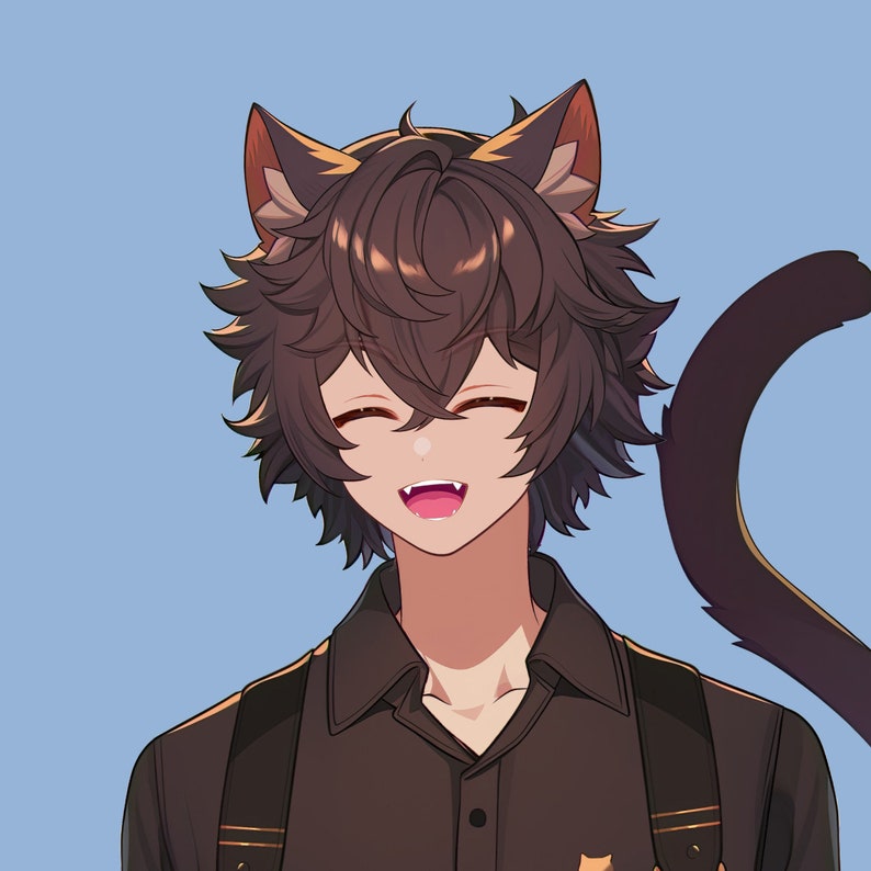 Fully Rigged Vtuber: Cat Boy Mocha, Cat Vtuber, Live2d Male Vtuber ...