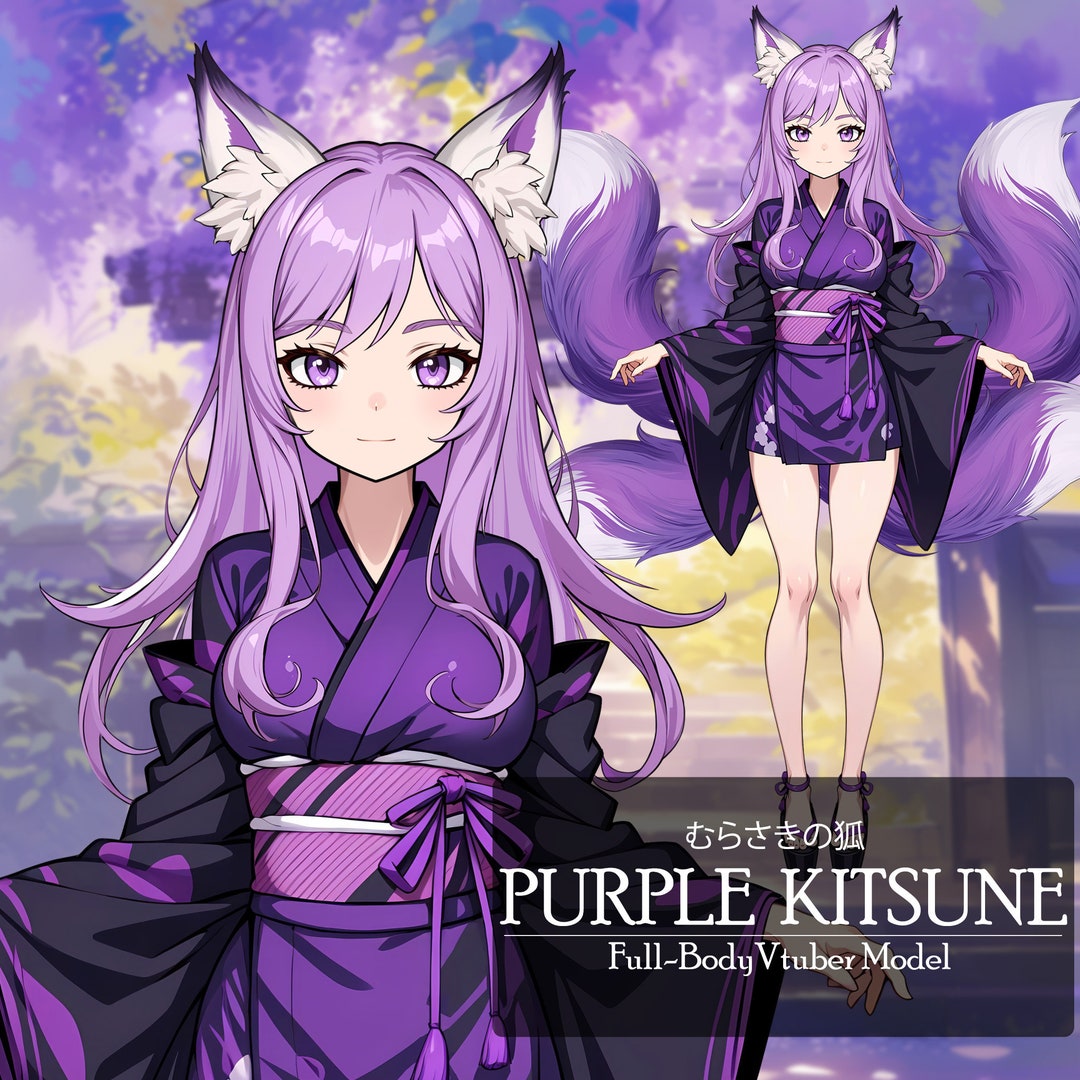 Rigged Vtuber Model: Purple Kitsune, Live2d Girl Vtuber Model, Premade Vtuber, Vtube Studio ...