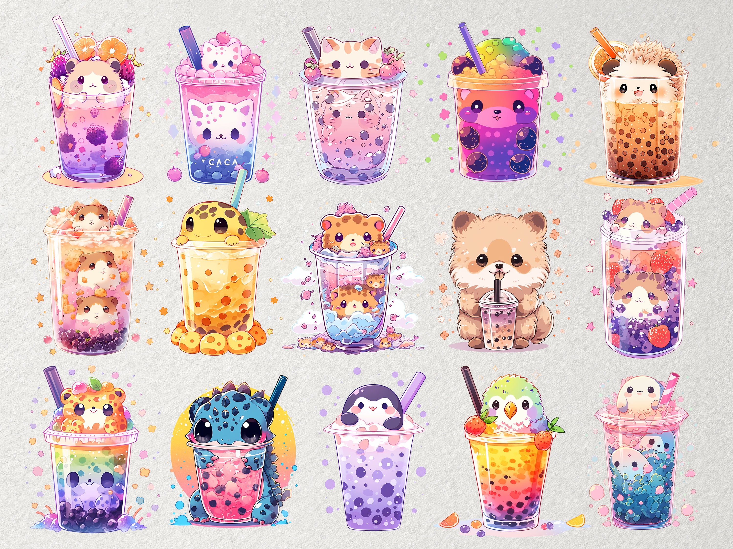 70 Kawaii Boba Tea Clipart Bundle Bubble Tea Clipart - Etsy