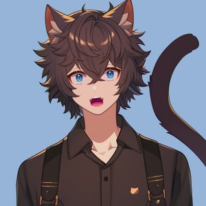 Fully Rigged Vtuber: Cat Boy Mocha, Cat Vtuber, Live2d Male Vtuber ...
