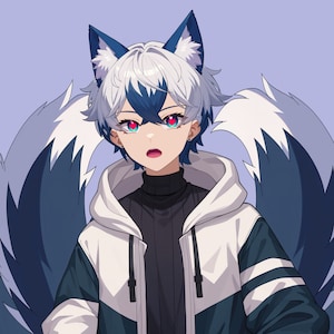 Premade Vtuber: Midnight Kitsune Boy, Live2d Male Vtuber, Rigged Vtuber ...