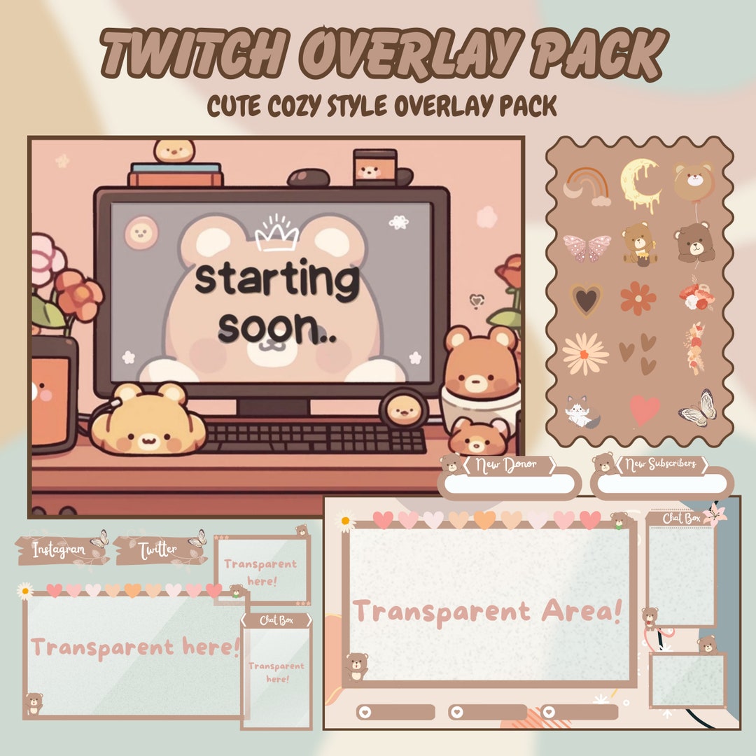 Cozy Bear Twitch Overlay Package: Animated Stream Screens - Etsy