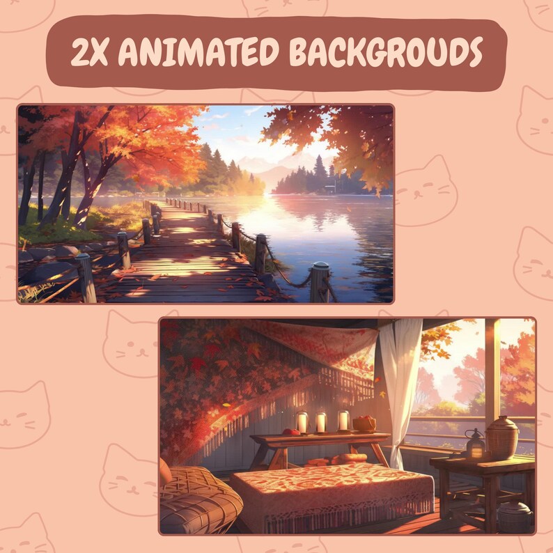 Orange Cat Twitch Overlay Starter Pack - Cute Animated Stream Screens ...