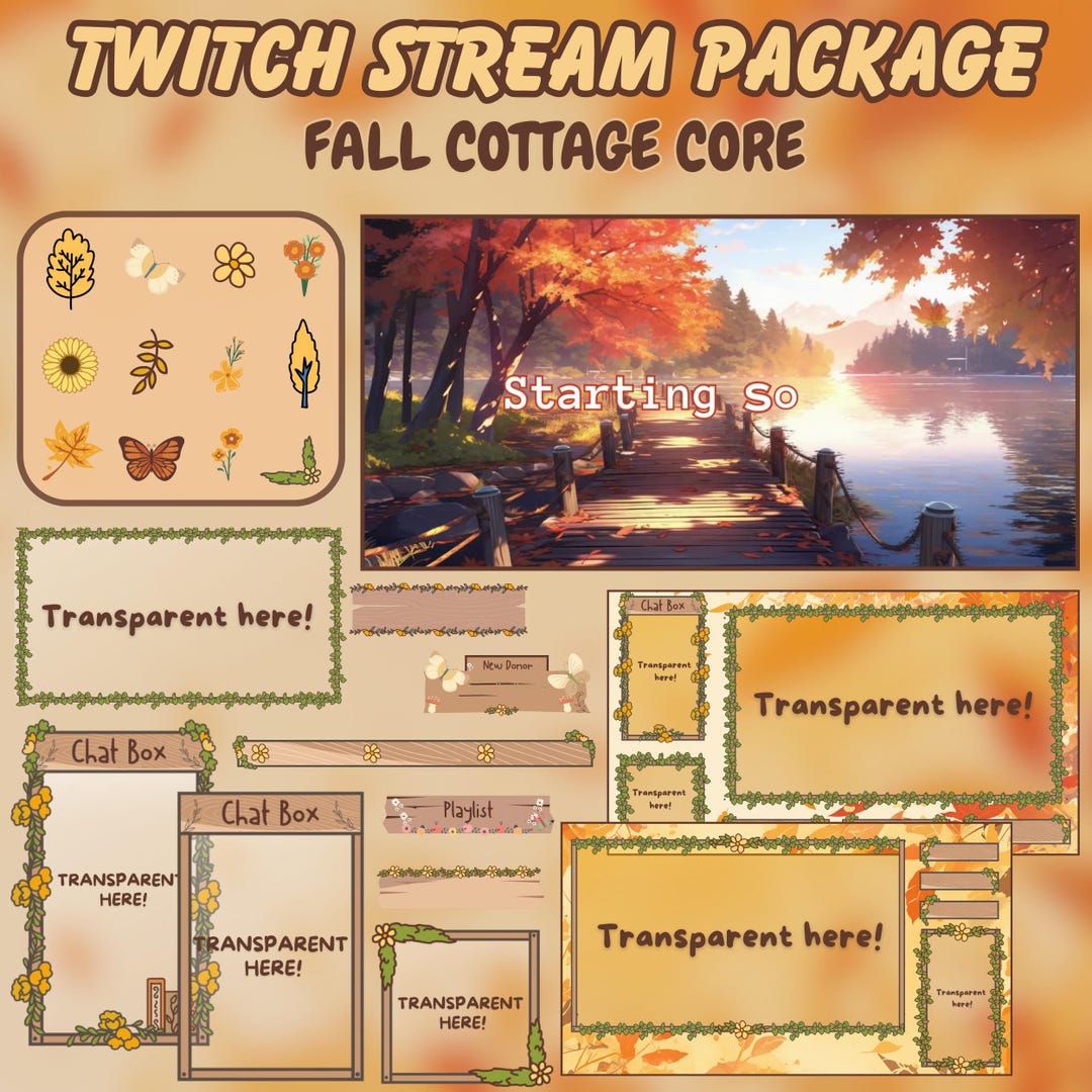 Fall Cottage Core Overlay Stream Package Twitch Screens for Twitch ...