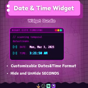 Cyberpunk Widget Bundle - Date & Time Widget Goalbar Widget for Twitch ...