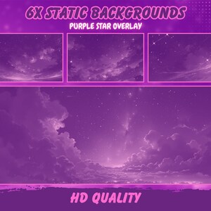 Lofi Animated Star Twitch Overlay Package Cute Purple Backgrounds ...