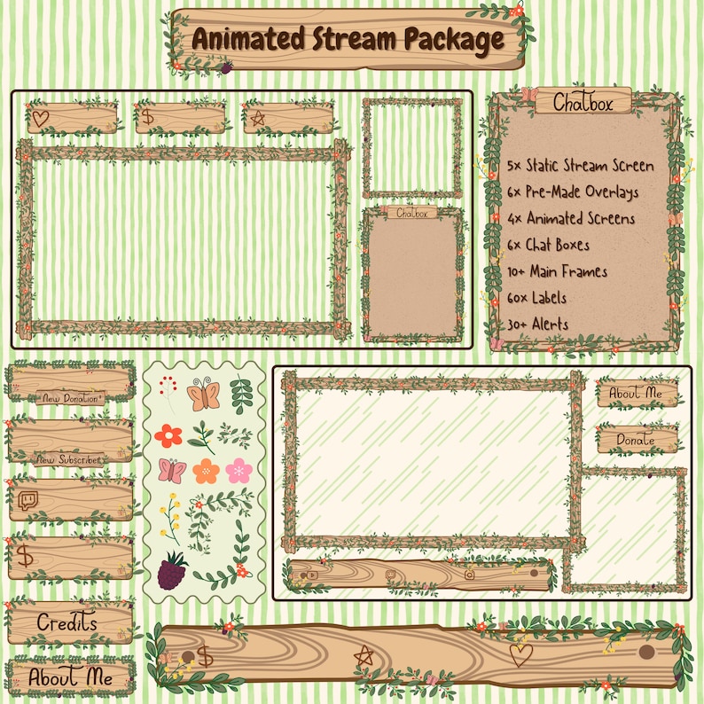 Forest Twitch Overlay Package Animated Stream Overlay Twitch Alerts ...