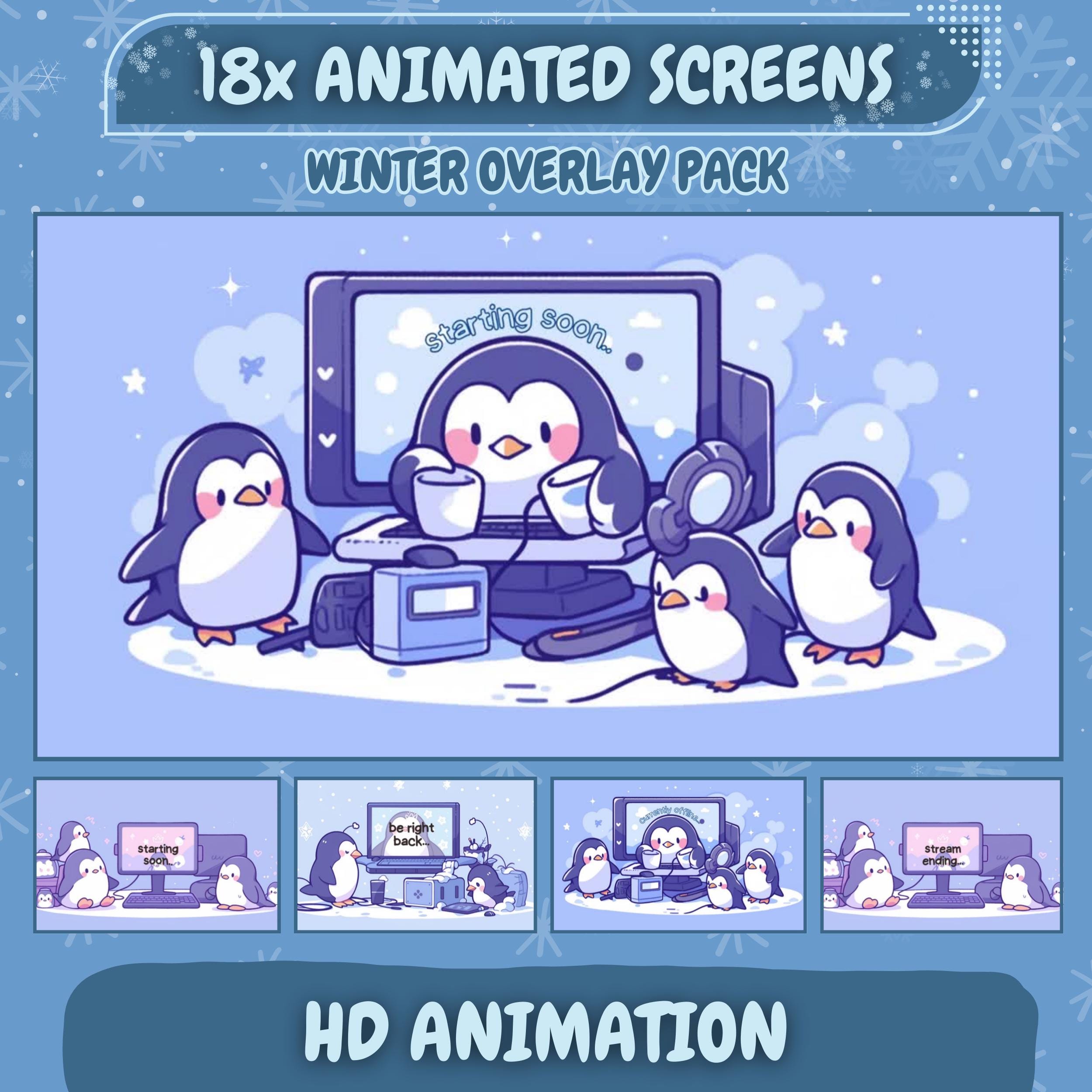 Winter Penguin Stream Overlay Package: Animated Twitch/youtube/kick - Etsy
