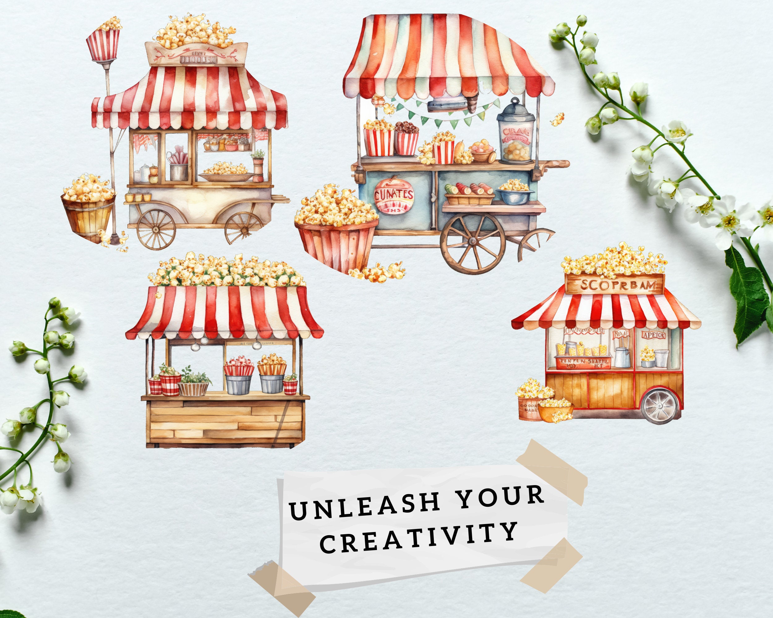 Popcorn Stand Clipart Popcorn PNG Movie Night Clipart Birthday Party ...