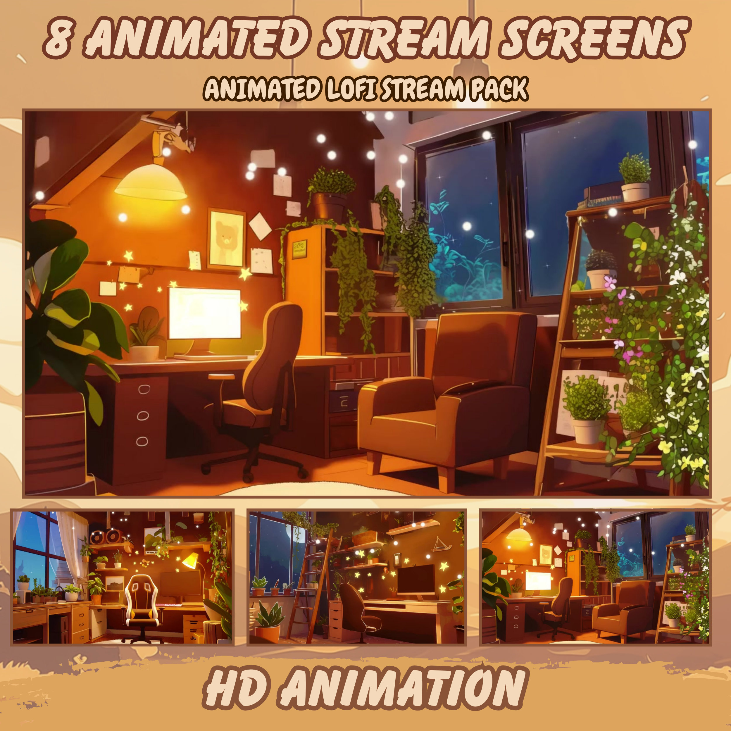 Animated Twitch Overlay, Lofi Animated Stream Package, Stream Package ...