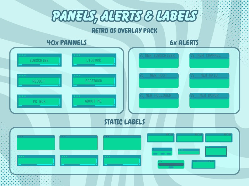 Retro Overlay Animated Streamer Package - Lofi Blue Retro Backgrounds ...
