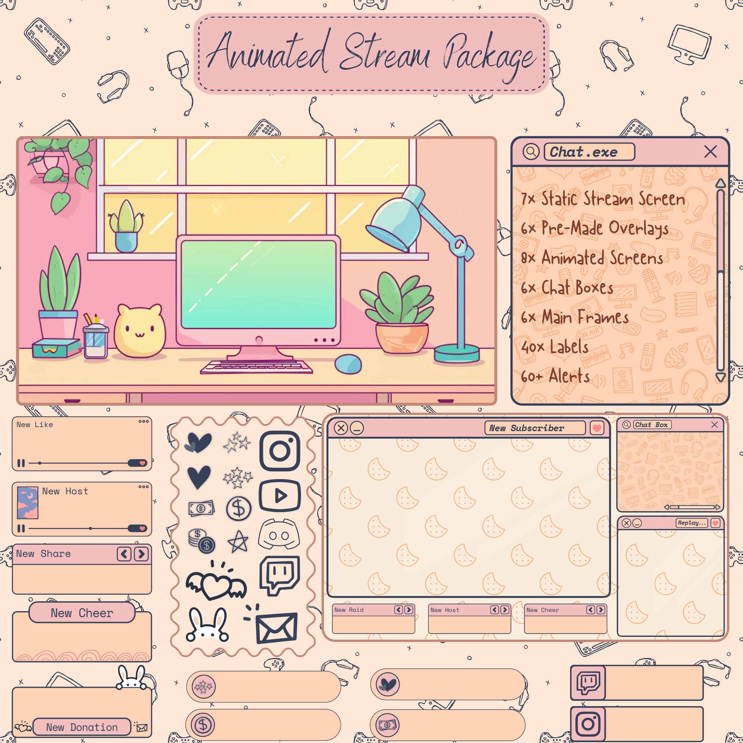 Cute Lofi Animated Twitch Overlay Cozy Music Overlay Cozy Backgrounds ...