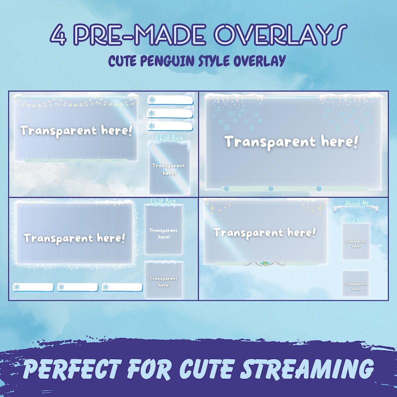 Penguin Twitch Stream Package: Animated Winter Overlay - Etsy