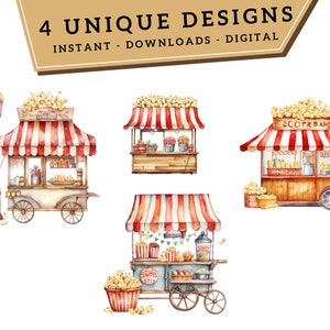 Popcorn Stand Clipart Popcorn PNG Movie Night Clipart Birthday Party ...